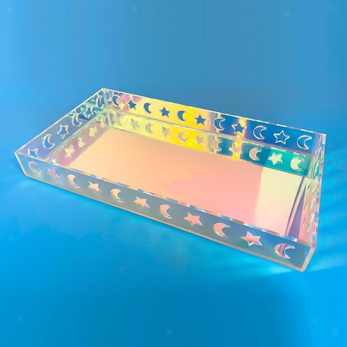 Iridescent Acrylic Bathroom Tray Makeup Organizer for Countertop Home ...