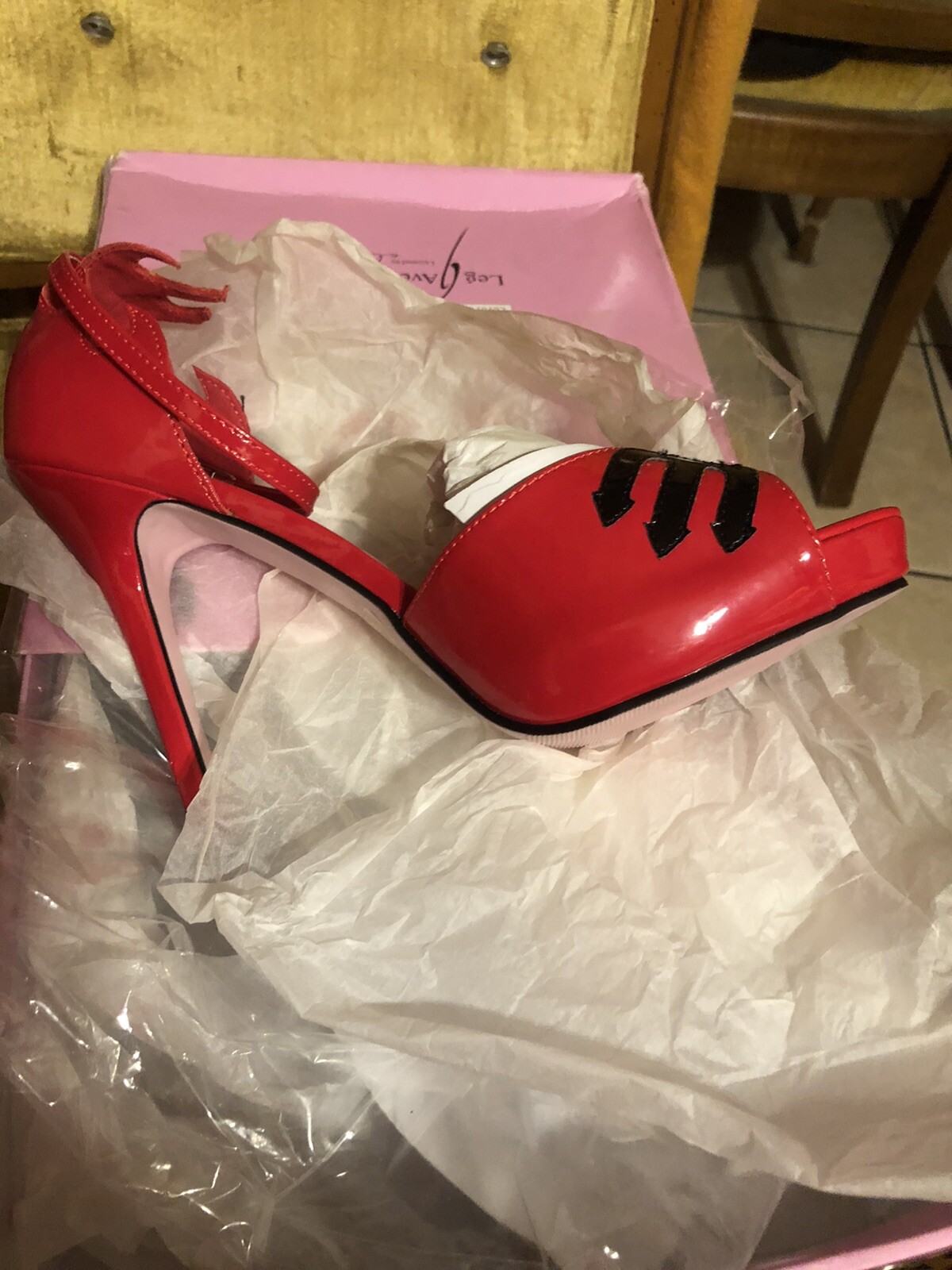 Leg Avenue Ellie Red Devilish Devil Shoes Adult Sz 10 Costume 5” Heel ...