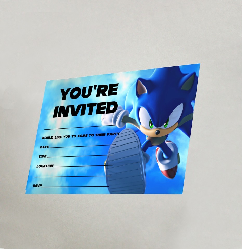 Sonic party invites Sonic invitations birthday party games Sonic the ...