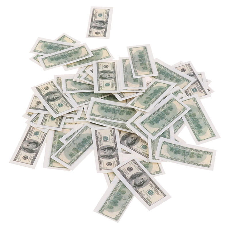 100 Sheets/set Mini Dollar 1:12 Dollhouse Miniature Life Money Us $100 ...