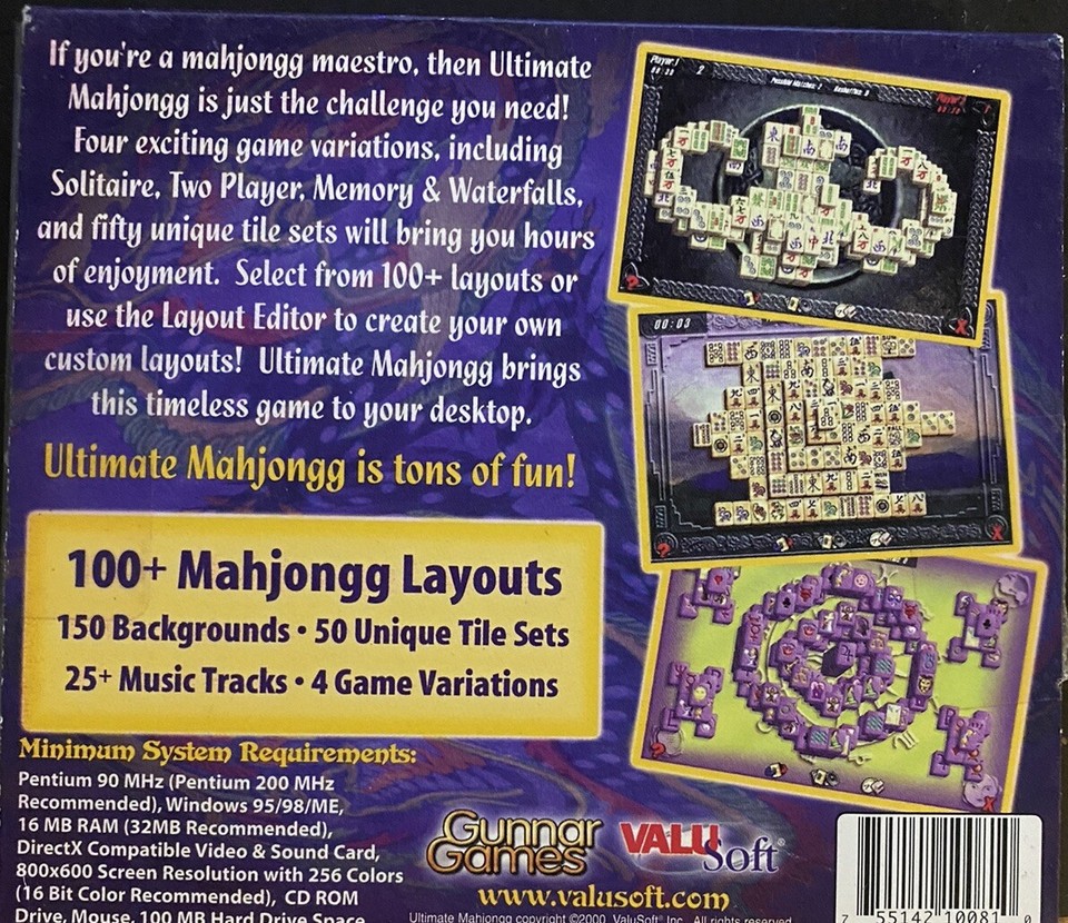 Ultimate Mahjongg 100+ Unique Layouts PC Computer Game CD 755142100810 ...