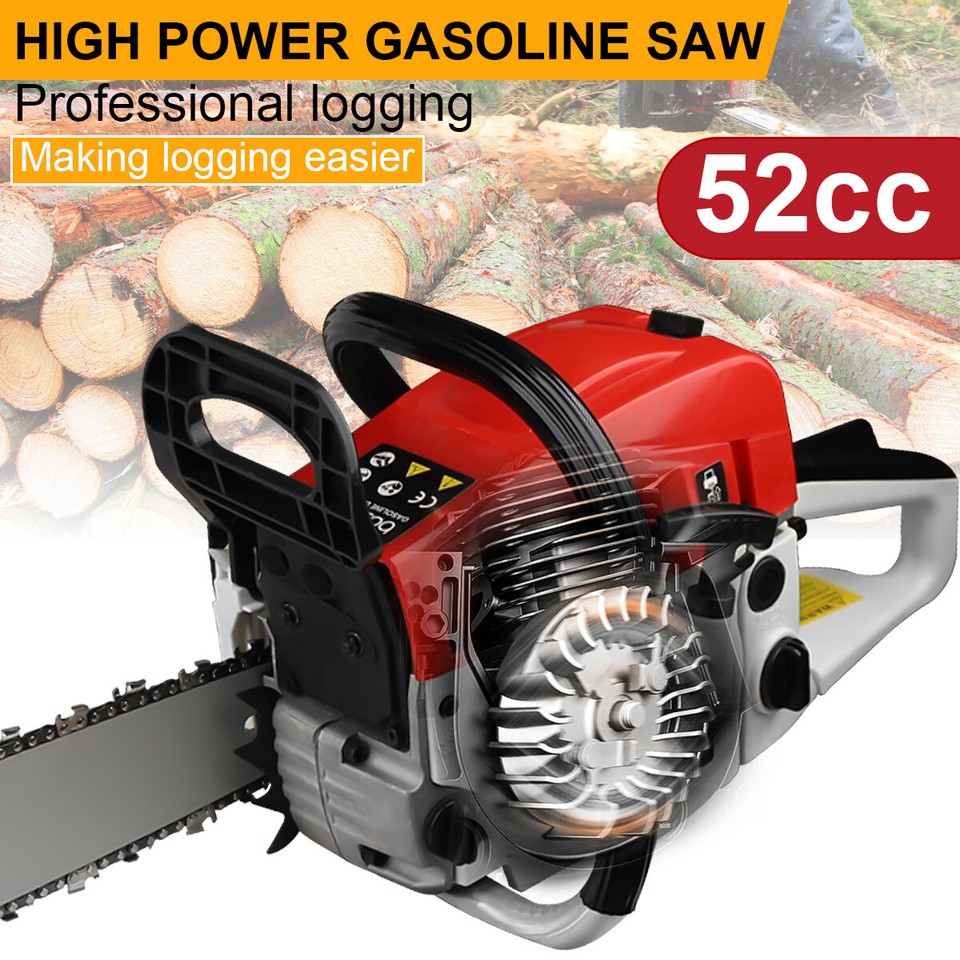 52CC 20" Gasoline Powered Chainsaw Wood Cutting Engine Gas Crankcase ...