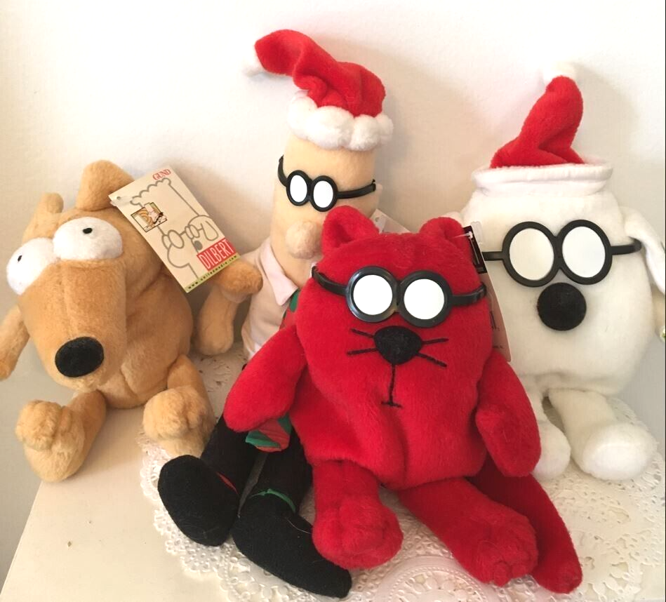 Lot Of 4 Dilbert Plush Dilbert Dogbert Ratbert Catbert Beanbag Gund ...