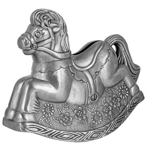 Pewter Silver Plate Rocking Horse Money Bank Saver 10cm Novelty Rocking ...
