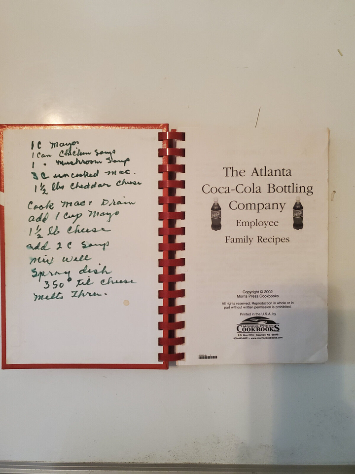 Atlanta Coca Cola Bottling Company Coco Cola Cookbook Employee Family ...
