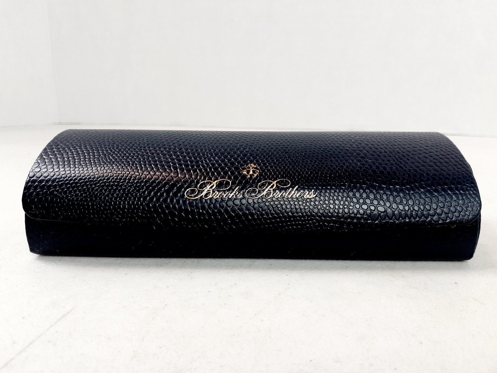 Brooks Brothers Magnetic Hard Shell Leather Eyeglasses Case Dark Blue ...