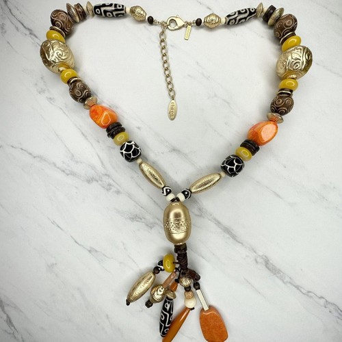 Chico's Collectibles Chunky Beaded Gold Tone Statement Necklace | eBay