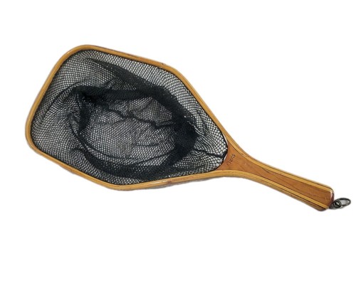 Vintage Orvis 24" Fishing Net Wood Framed Teardrop Shaped Trout Landing ...