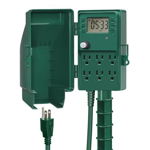 Outdoor Power Stake 7day Programmable Digital Timer Power Strip ...