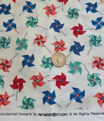 3/4 Yd Sprinkle Sunshine Pinwheels Fabric Maywood Studio Red Blue Green ...