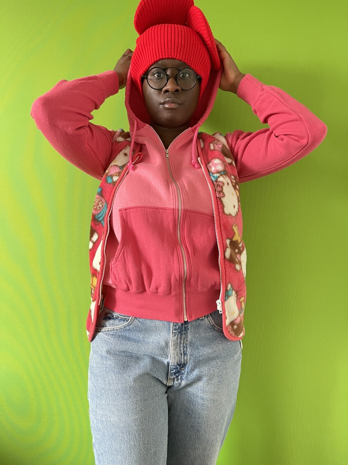 Hello Kitty Red Furry Sanrio Vest XS - Gem