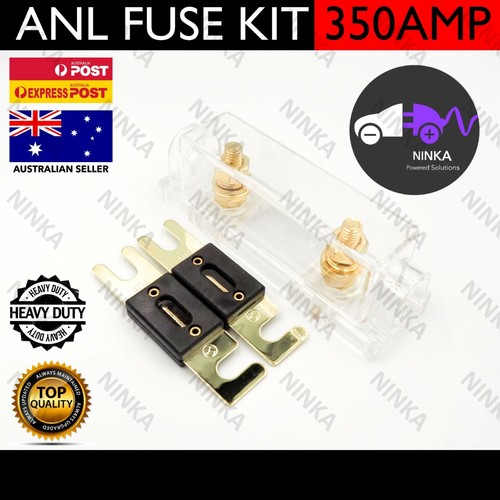 ANL Fuse Kit 1x Holder 2x 350A Fuses Inline Heavy Duty Gold Plated High ...