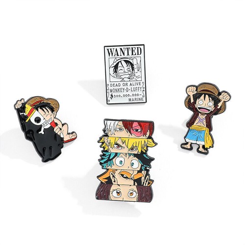 4pcs/Set Anime Luffy Zoro Metal Enamel Badge Brooch Lapel Pins for ...