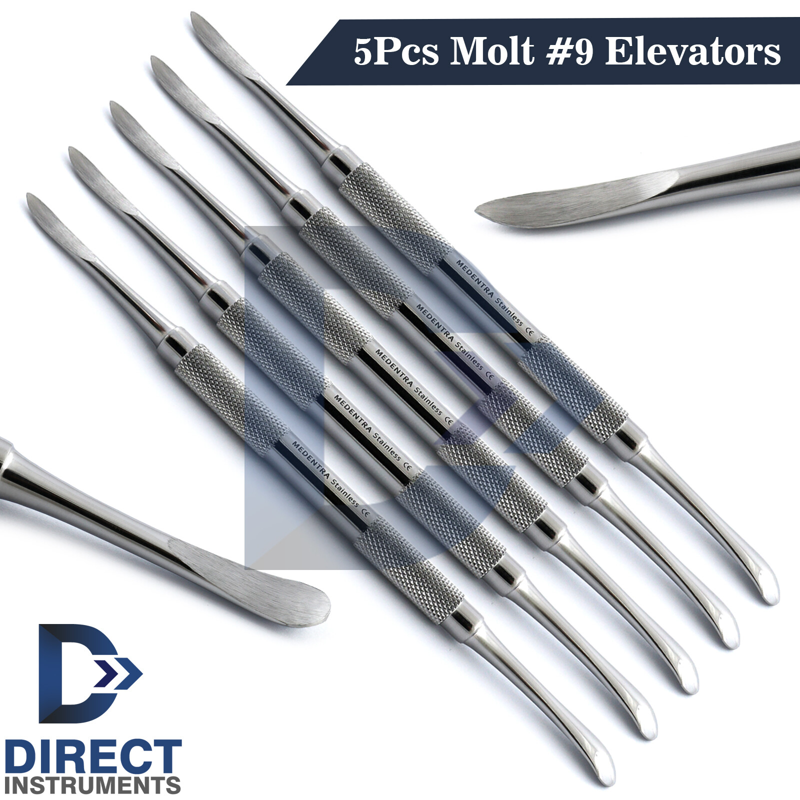 5 Pieces Dental MOLT # 9 Periosteal Elevators Implant Surgical Gingival ...