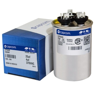 Capcom Capacitor Dual Run 25/4 uf MFD 370 Volt Fits GE Genteq 97F9835 ...