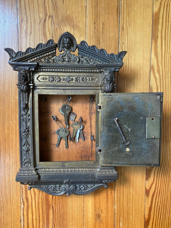 Antique Renaissance Style Wall Safe Bronze Wall Mount Cabinet Lock Box ...