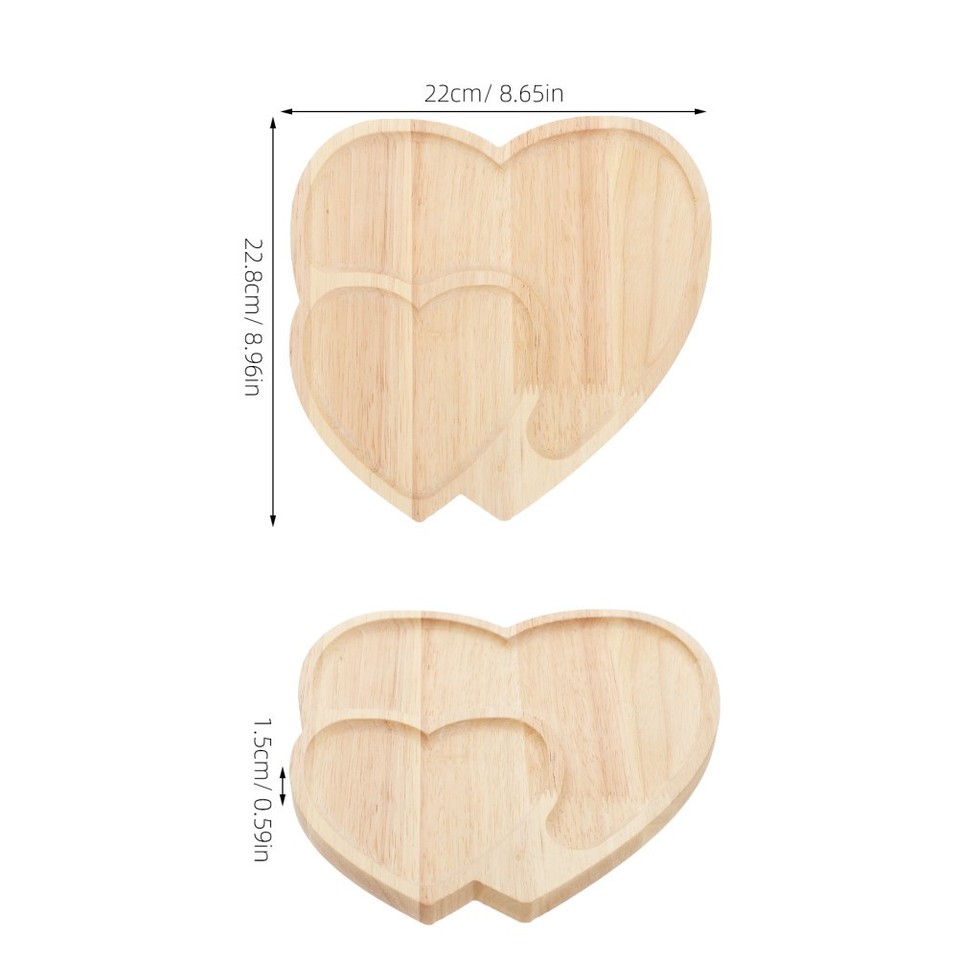 Wooden Dinner Trays Heart Shaped Kitchen Plate Decorative Platter ...