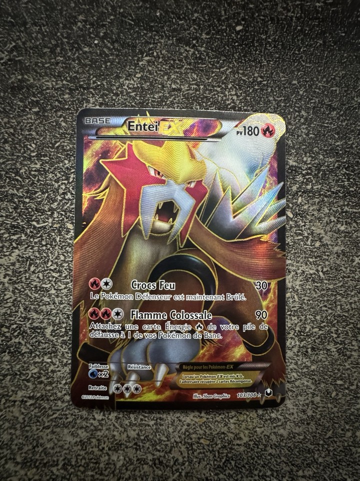 ENTEI EX FULL ART - POKÉMON 103/108 NOIR ET BLANC EXPLORATEURS OBSCURS ...