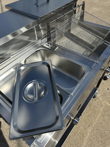 Deep Fryer Cart with 30 lb 3.5 Gallon Single Tank | 2 Fryer Baskets | 2 ...