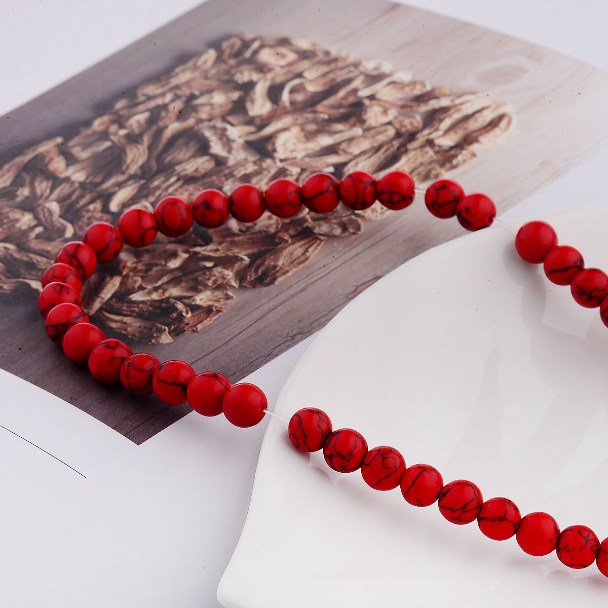 Natural Stone Red Turquoise Gemstone Round Spacer Loose Beads 6mm 8mm ...