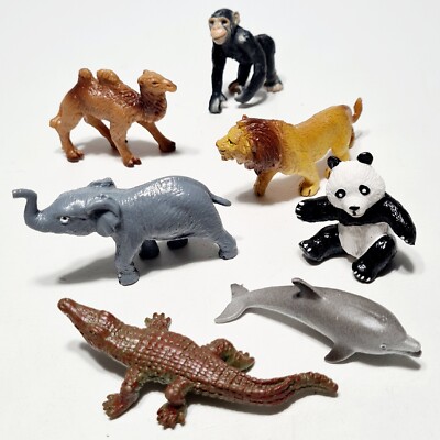 7x Original Bullyland Animals Panda/Dolphin/ Camel /Ape / Elephants ...