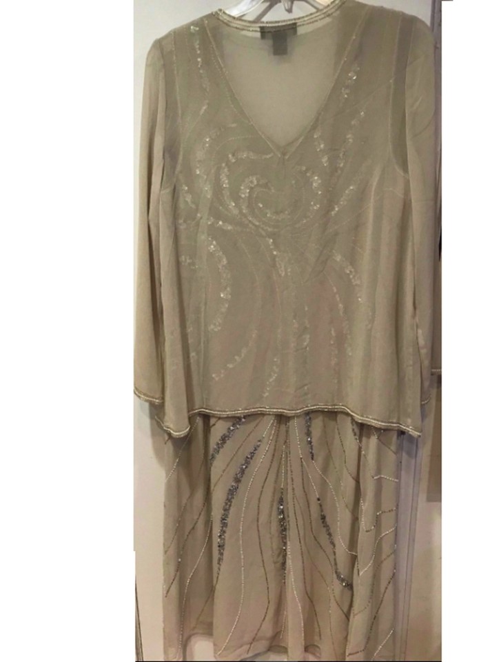 Mother of Bride Groom Women's Wedding beige Jacket dress formal plus M ...