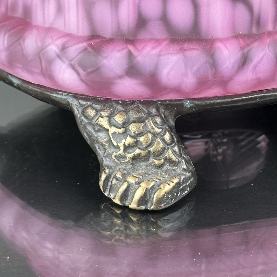 Vintage Turtle Accent Lamp – Pink Glass Shell, Metal Base – Night Light ...