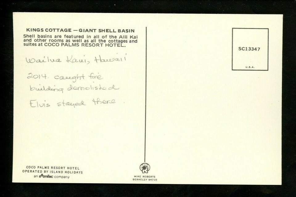 Motel Hotel Postcard Hawaii HI Kauaʻi Wailua Kings Cottage hotel ...
