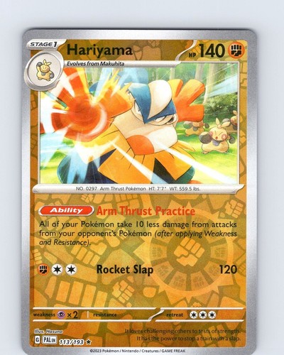 Pokemon TCG Hariyama S&V Paldea Evolved 113/193 Reverse Holo Rare Card NM | eBay