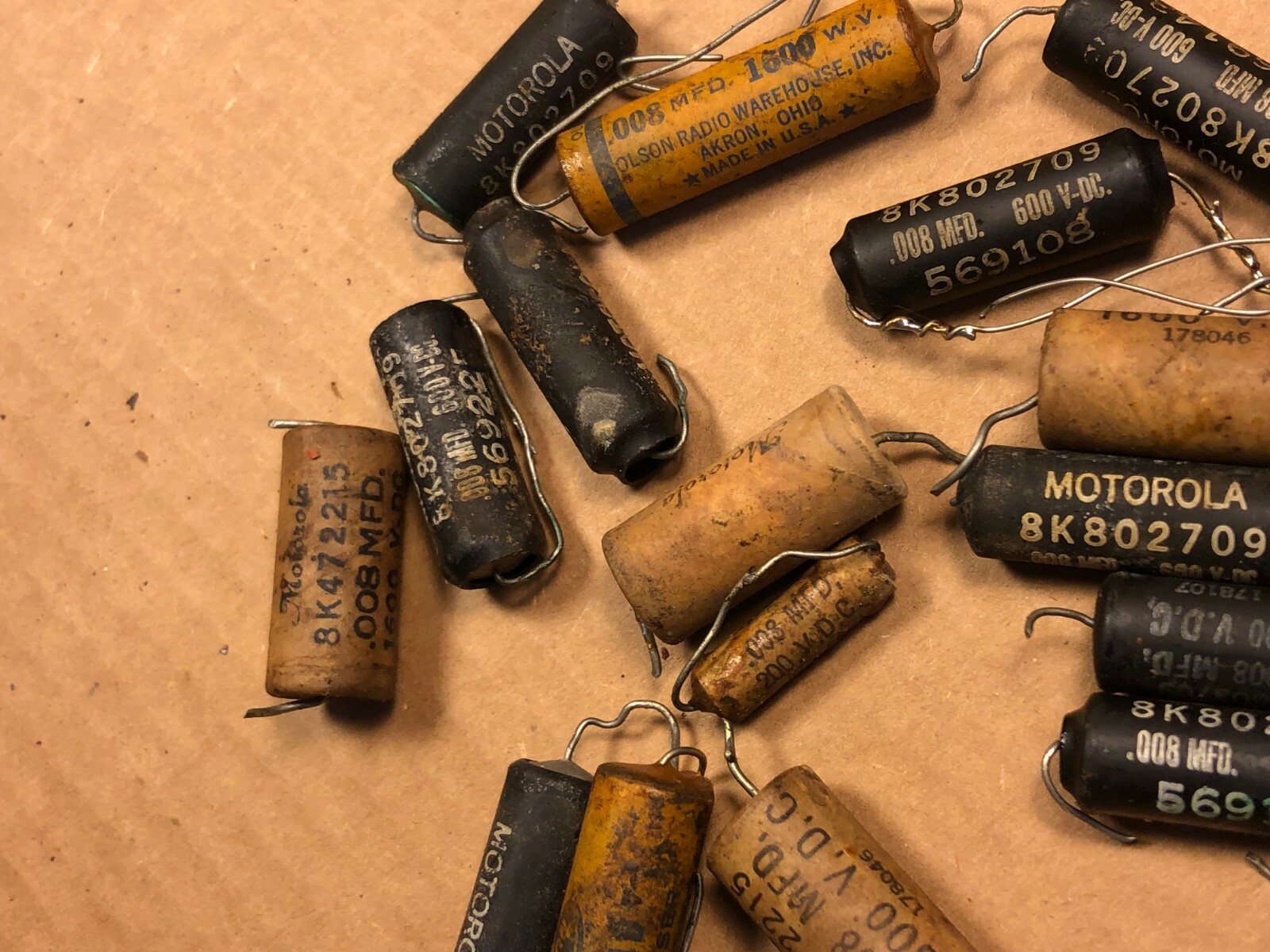 Lot of 17 vintage .008 uf Tone Capacitors 1940s 1950s Motorola Oil ...