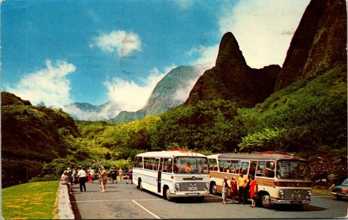 Tour Buses at Iao Needle Volcanic Spire Maui Hawaii Vintage Postcard | eBay