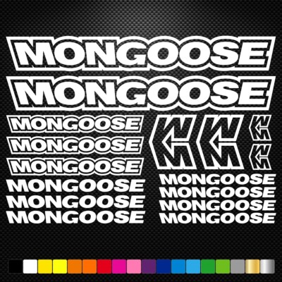 MONGOOSE - 16 Vinyl Decals Stickers Sheet Bike Frame Cycle Cycling ...