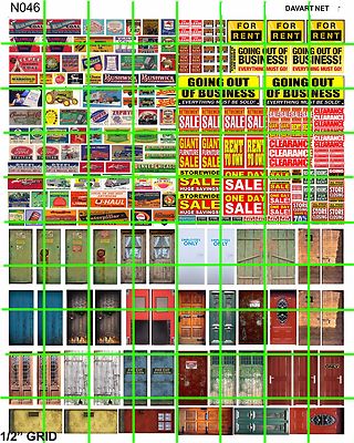 N046 DAVE'S DECALS N SCALE ASSORTED DOORS FOR SALE SIGNS AND MIXED ...