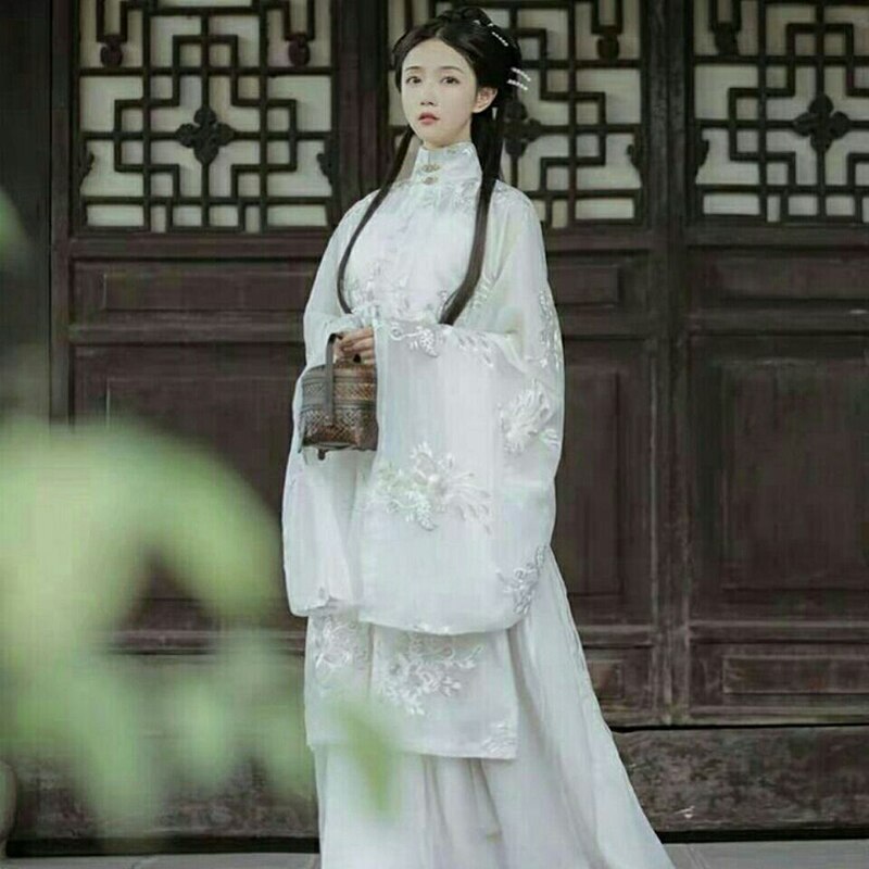 Hanfu Gown Women Chinese Ancient Traditional Embroidered Stand-collar ...