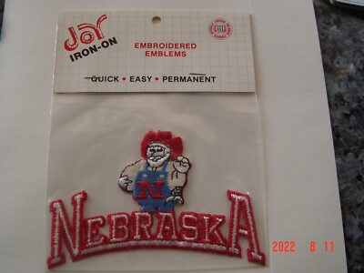 Nebraska college embroidered iron on patch 51/2 x3 for hats, clothing ...