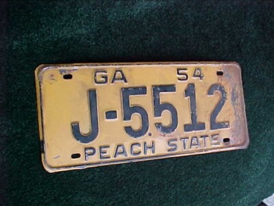 Vintage GEORGIA J-5512 License Plate 1954 GA Standard Size | eBay