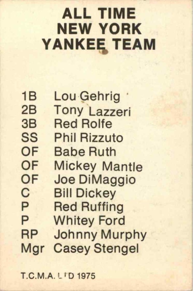 1974 TCMA ALL TIME YANKEES - #RP JOHNY MURPHY - NEW YORK YANKEES - | eBay