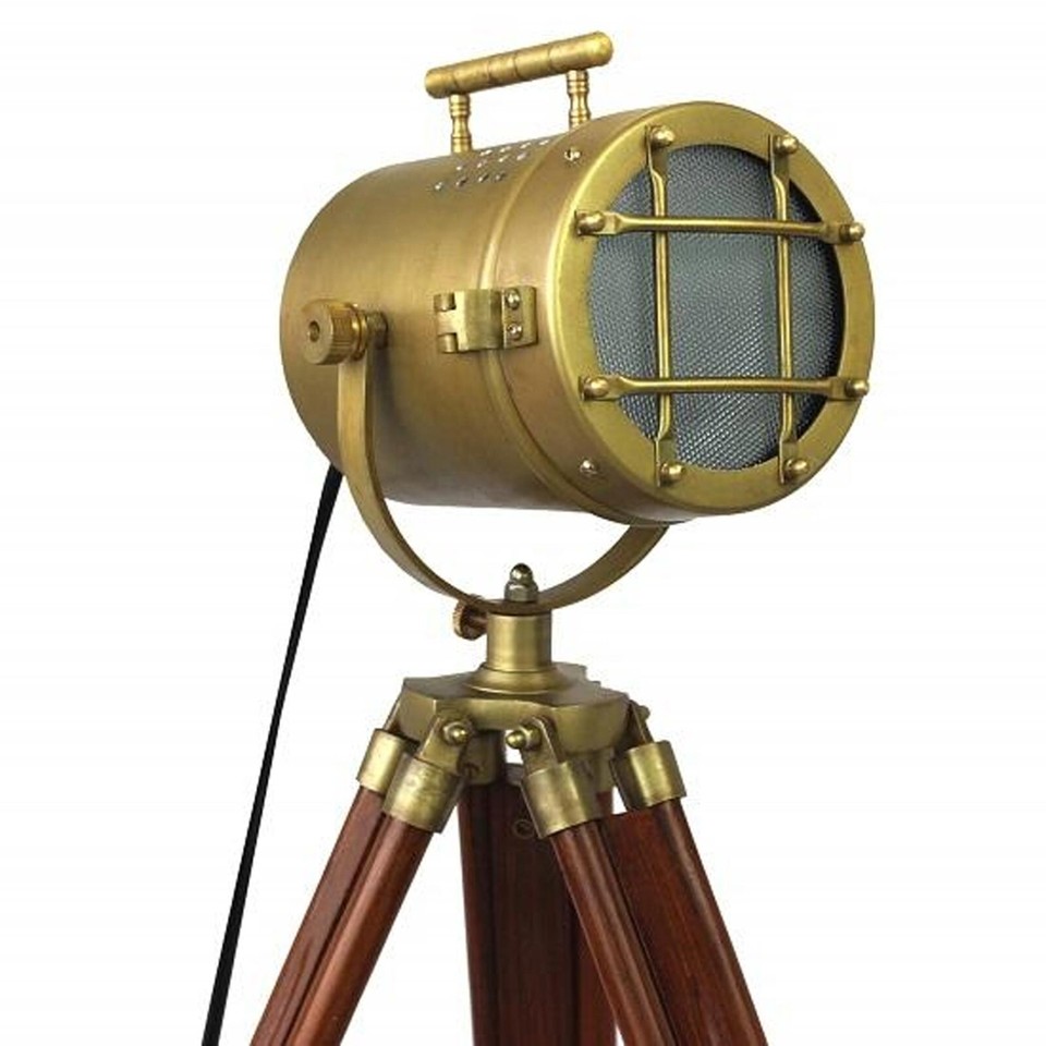 Hollywood Décor, Tripod Style Vintage Model Searchlight Lamp with Wood ...