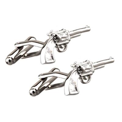 REVOLVER CUFFLINKS Western Gun Pistol Cowboy Six Shooter Sheriff w Gift ...