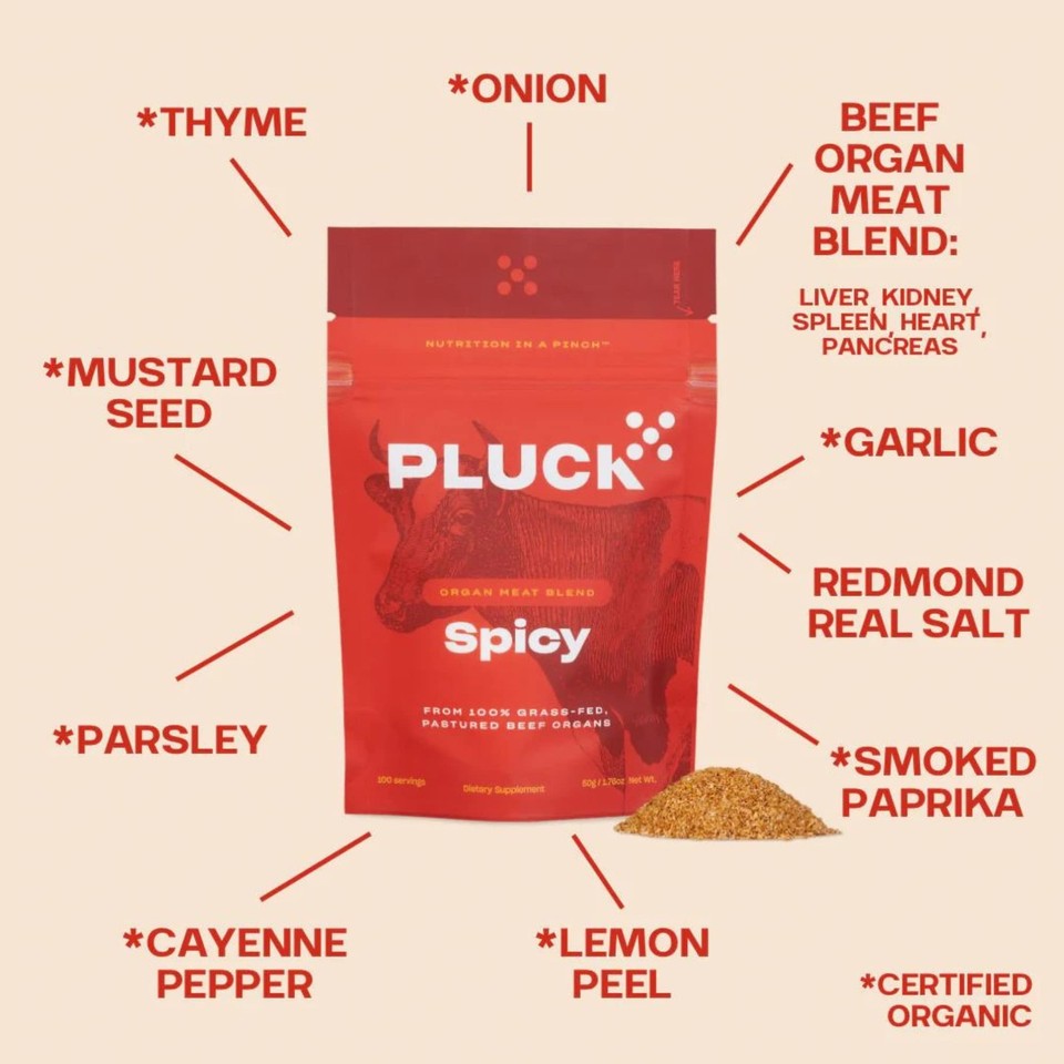 Pluck Spicy Organ Meat Seasoning Grass-Fed Beef Organs Shark Tank 30 ...