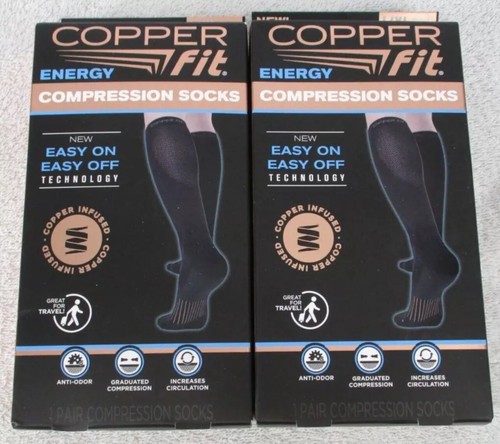 Copper Fit Compression Socks Unisex Adults Knee High Set 2 L/XL NEW | eBay