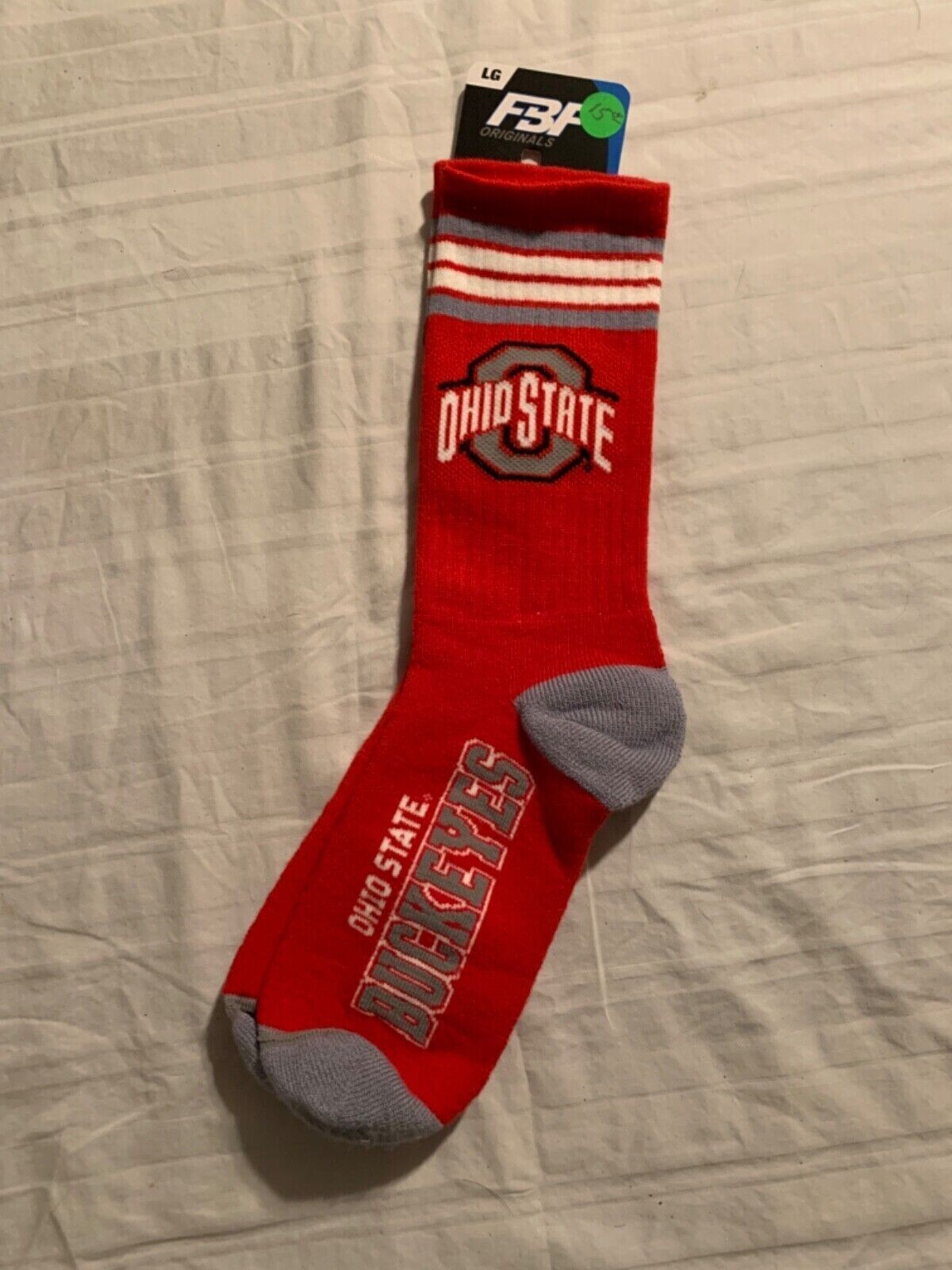 Ohio State Buckeyes NCAA FBF Team Colors 4-Stripe Large Pair of Socks ...