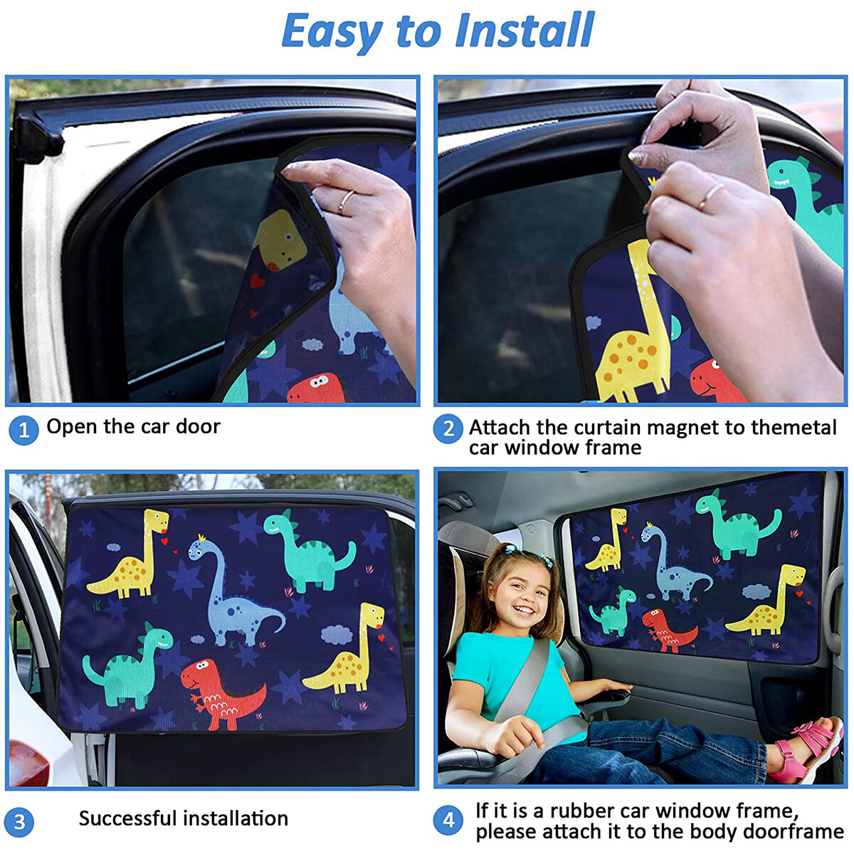 Car Side Window Sun Shade Cartoon Suction Magnetic Car Window Curtain ...