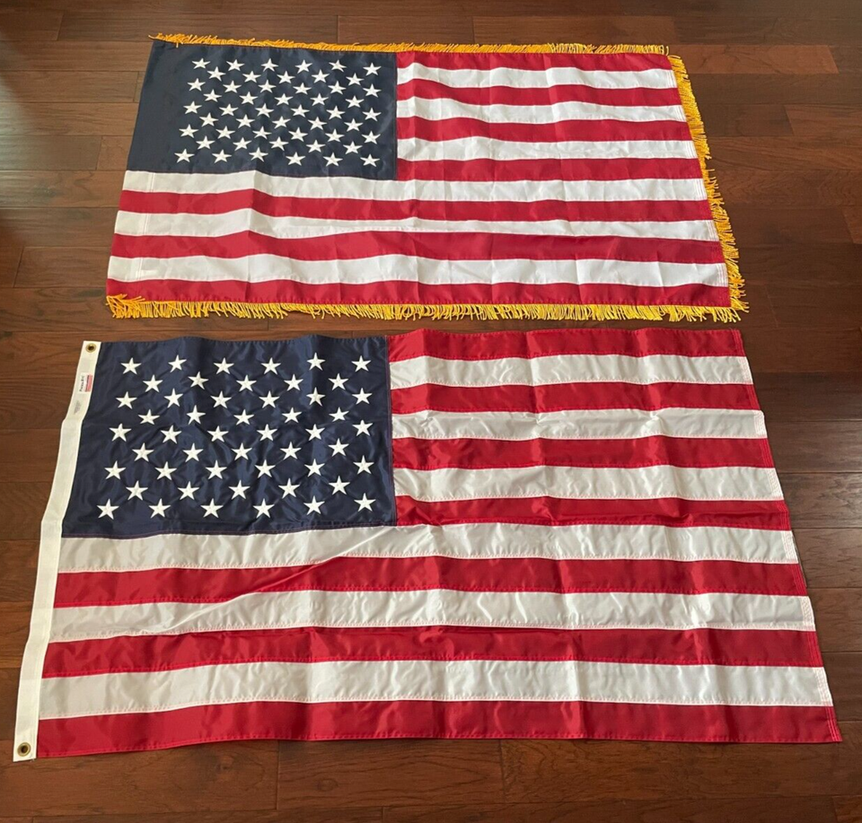 American Flag Lot Indoor/Parade/Ceremonial W/Fringe & Outdoor ...