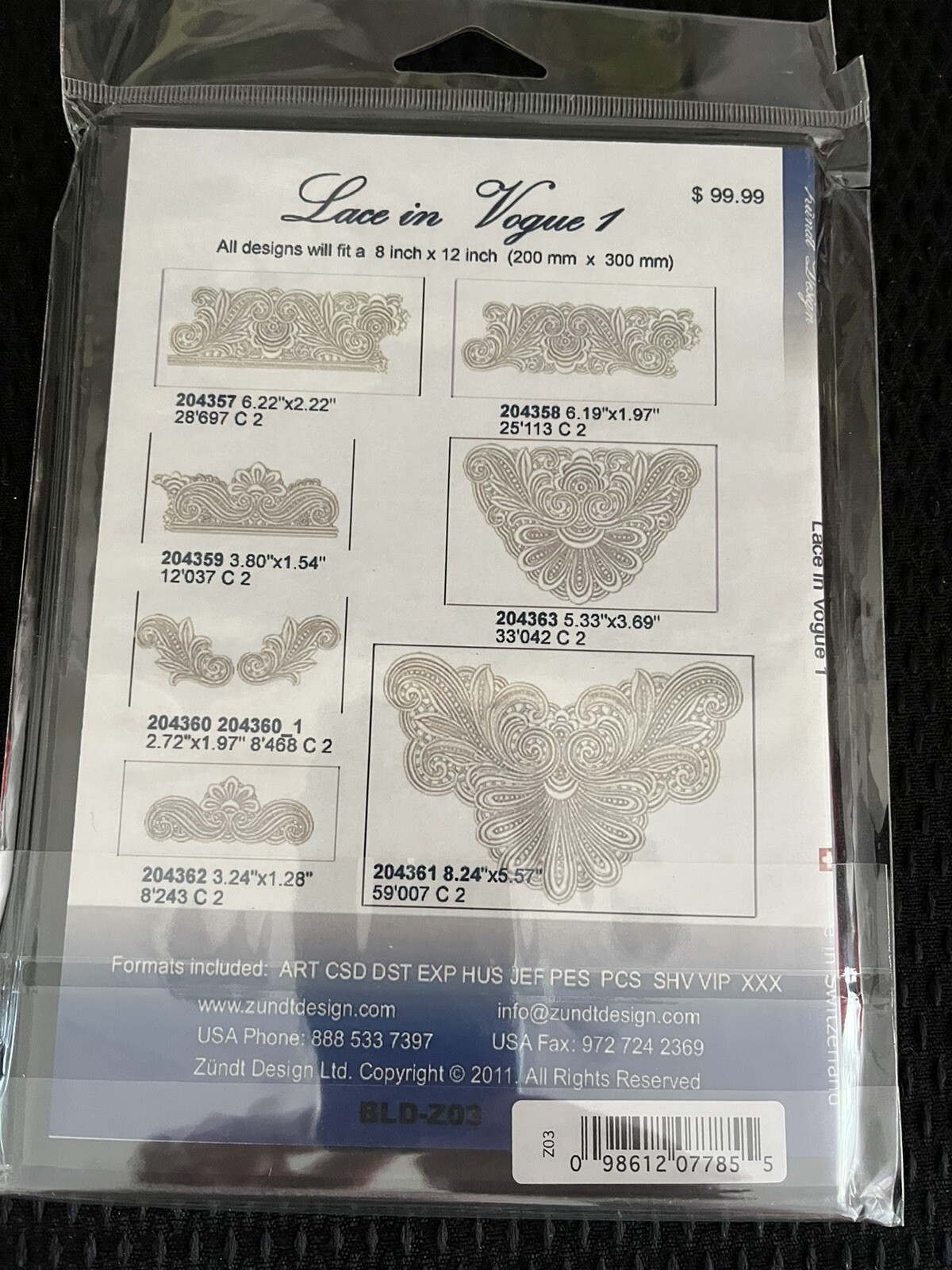 Zundt Lace Machine Embroidery Design Lace In Vogue 1 | eBay