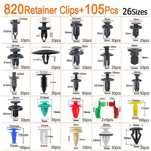 820PCS Bumper Retainer Clips Car Plastic Rivets Fasteners Push Retainer ...