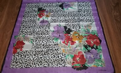 Liz Sinclair Fashion Scarf Abstract Floral Purple Green Black 29.75" x ...