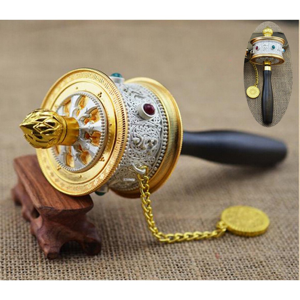 Rotating Hand Prayer Wheel Tibetan Buddhist Silver | eBay