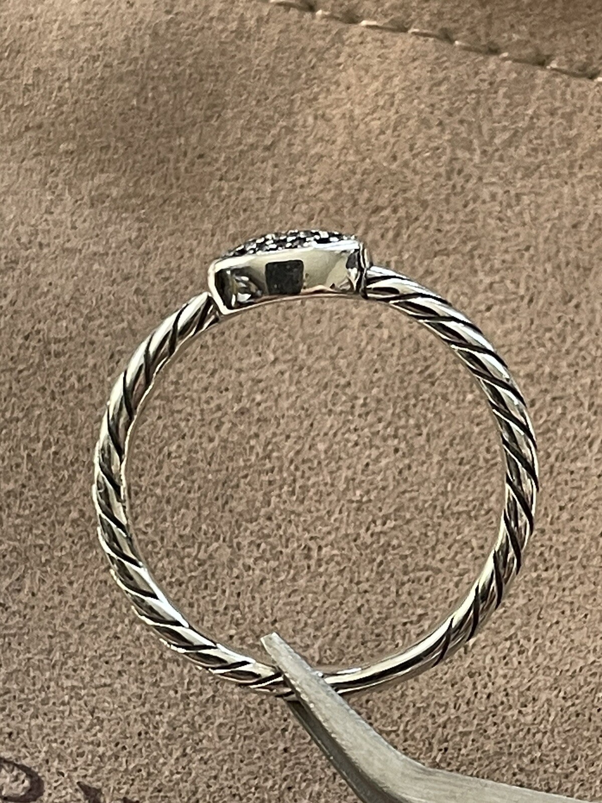 David Yurman Sterling Silver Petite Pave Cable Band R… - Gem