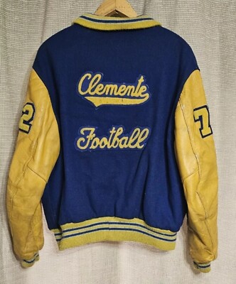 Vintage Varsity Letterman Jacket Clemente Football High School Leather ...